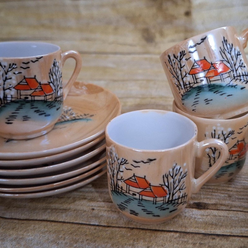 Orange Tea Cup Set - Etsy