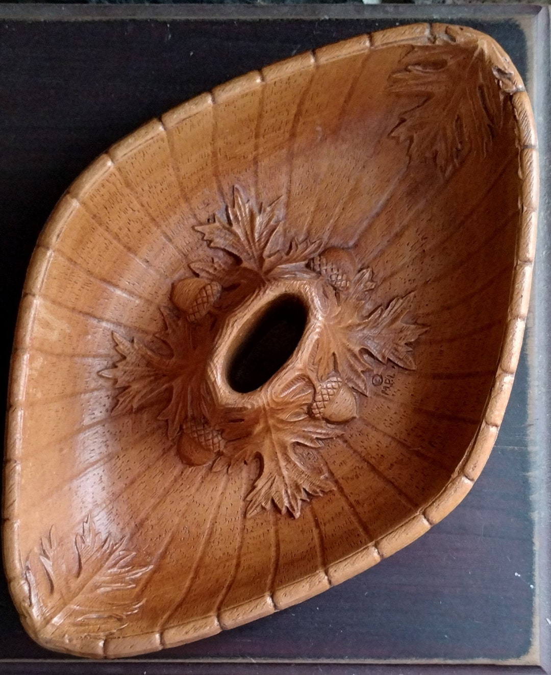 Vintage Multi Products Co Resin Nut Bowl With Embossed Leaf and Acorn ...