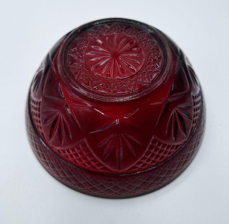 Vintage Luminarc Cristal D'arques Durand Ruby Red Etched Pressed Glass ...
