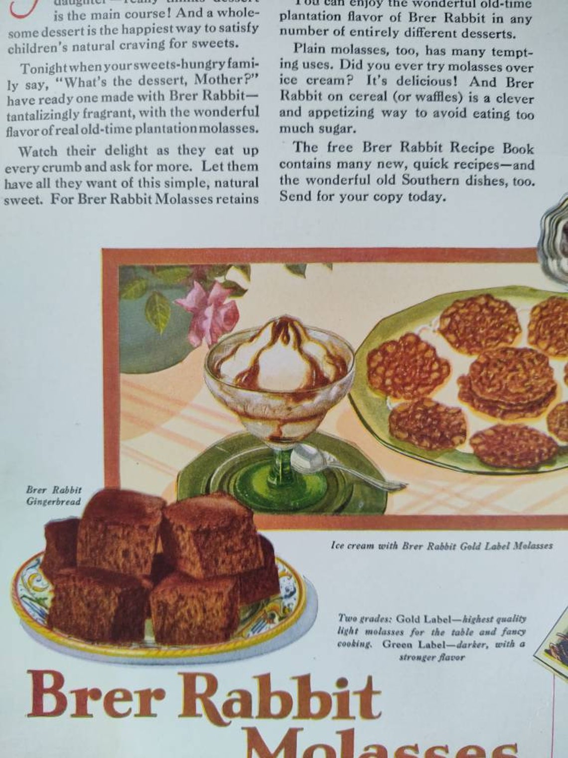 Vintage Ad - Brer Rabbit Molasses 1927 - Recipe for Lace Molasses ...