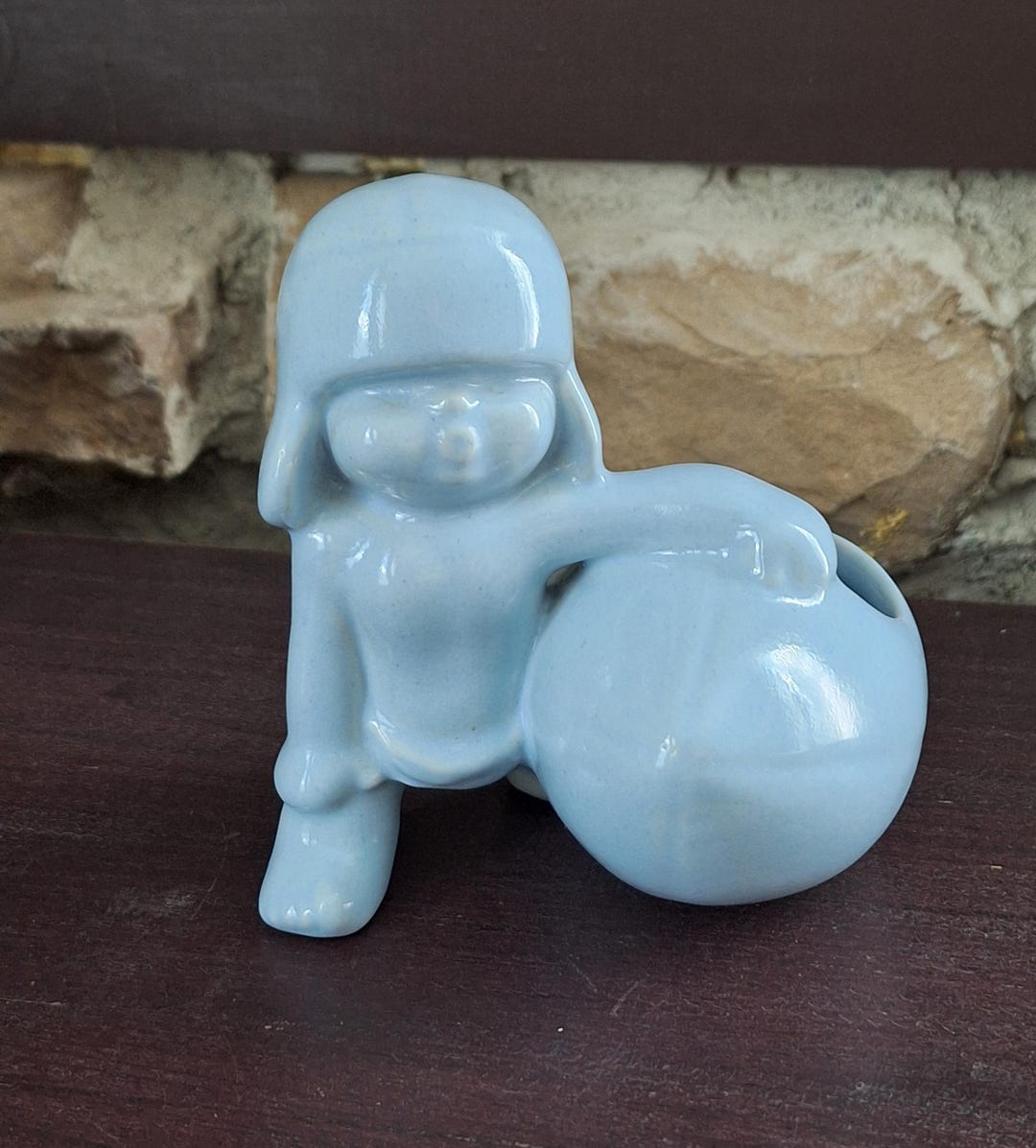 Vintage Haeger Pottery Light Blue Planter, Little Boy With Football ...