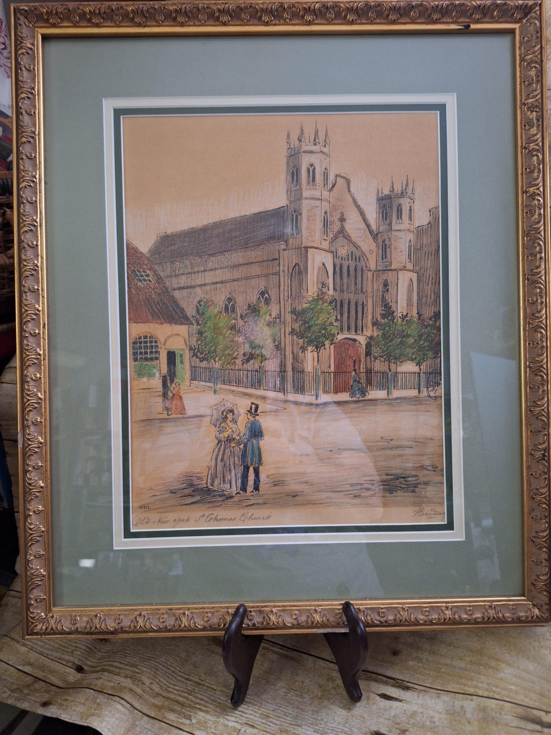 Gorgeous 20th Century Hand Colored Art Print, Hand Titled and SIGNED by ...