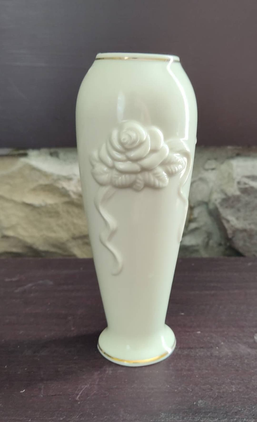 Vintage Lenox Bud Vase Rose Blossom Raised Design, 24k Gold Trim Lovely ...