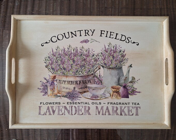Large Upcycled Tray With Handles - Country Fields Lavender Market ...