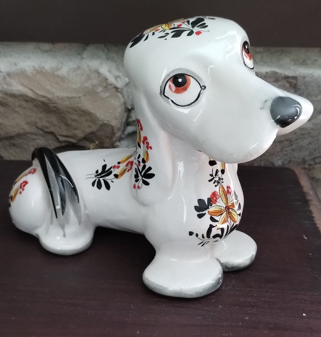 Adorable Mid Century Ceramic Dachshund Figure - Made in Italy, Hand ...