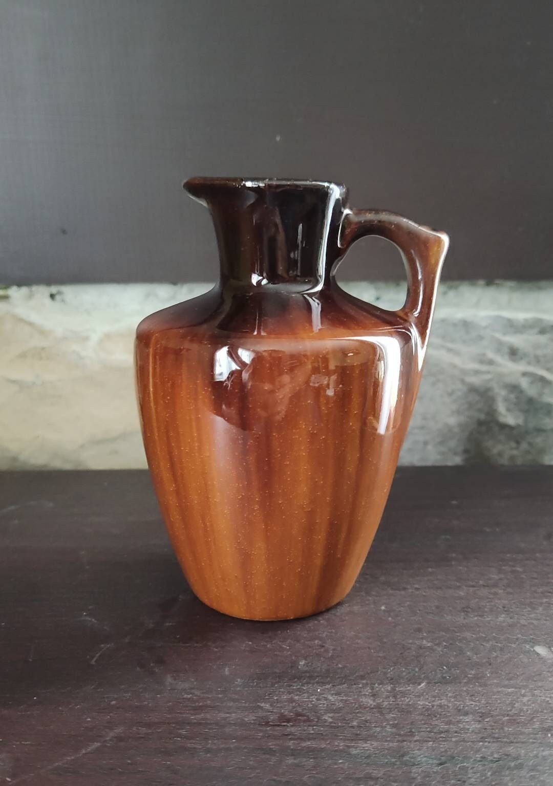 Vintage Syrup Jug / Ewer Art Pottery HURONIA Made in Canada - Gold ...