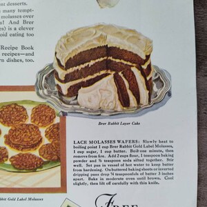 Vintage Ad - Brer Rabbit Molasses 1927 - Cute Graphic, Recipe for Lace ...