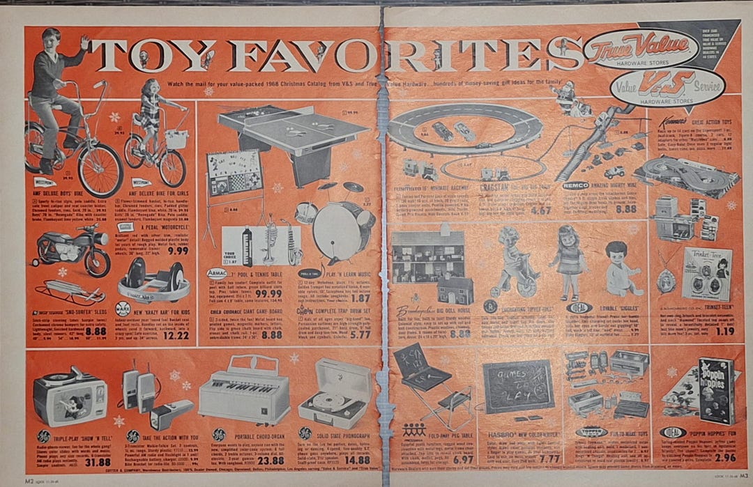 Vintage 1968 2 Page Ad for Toys From True Value Hardware and V&S ...