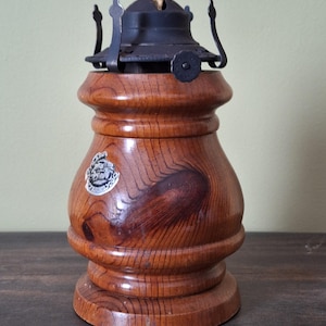 Vintage Wooden Base Oil Lamp - Etsy