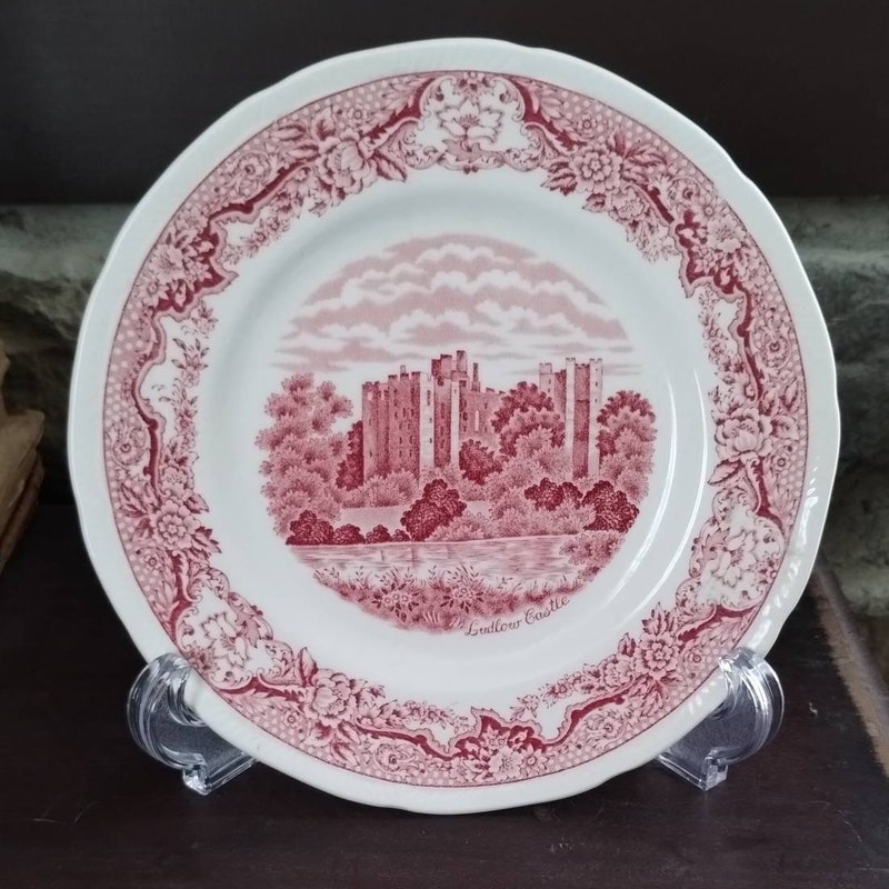 Red Transferware Plates - Etsy