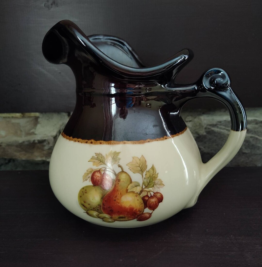 Vintage Mccoy USA Pottery Water Pitcher fruit Festival Pattern 7515 ...