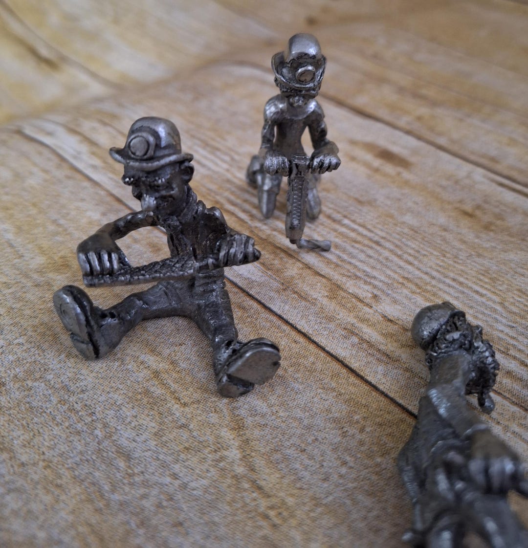 Vintage Pewter Mining Figures by J. Pitts Made in England - Each Figure ...