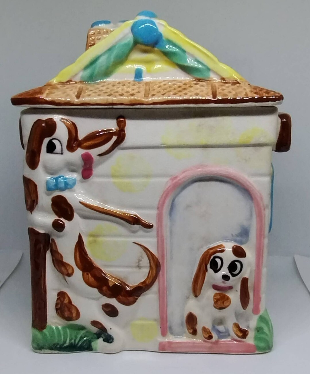 Vintage 1940s Nippon Yoko Boeki Small Cookie Jar - Abcs and Puppies ...