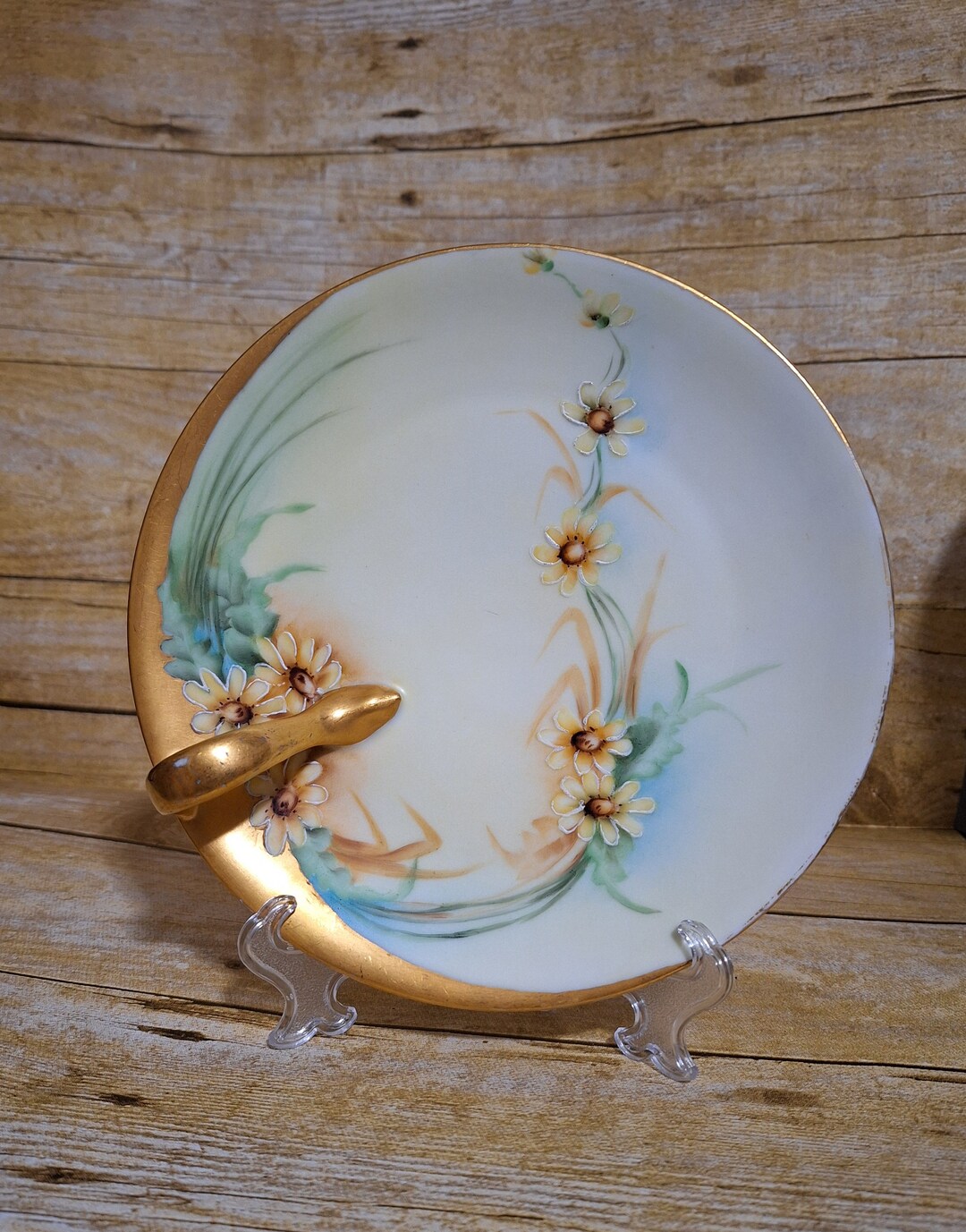 Antique Nappy Plate - Made in Bavaria, Hand Painted Daisies, Artist ...