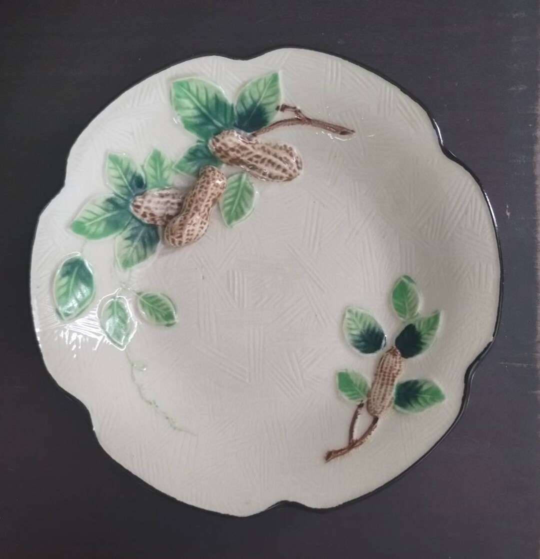 Vintage Maruhon Ware "k" Plate - Made in Japan - Hand Painted Peanuts ...