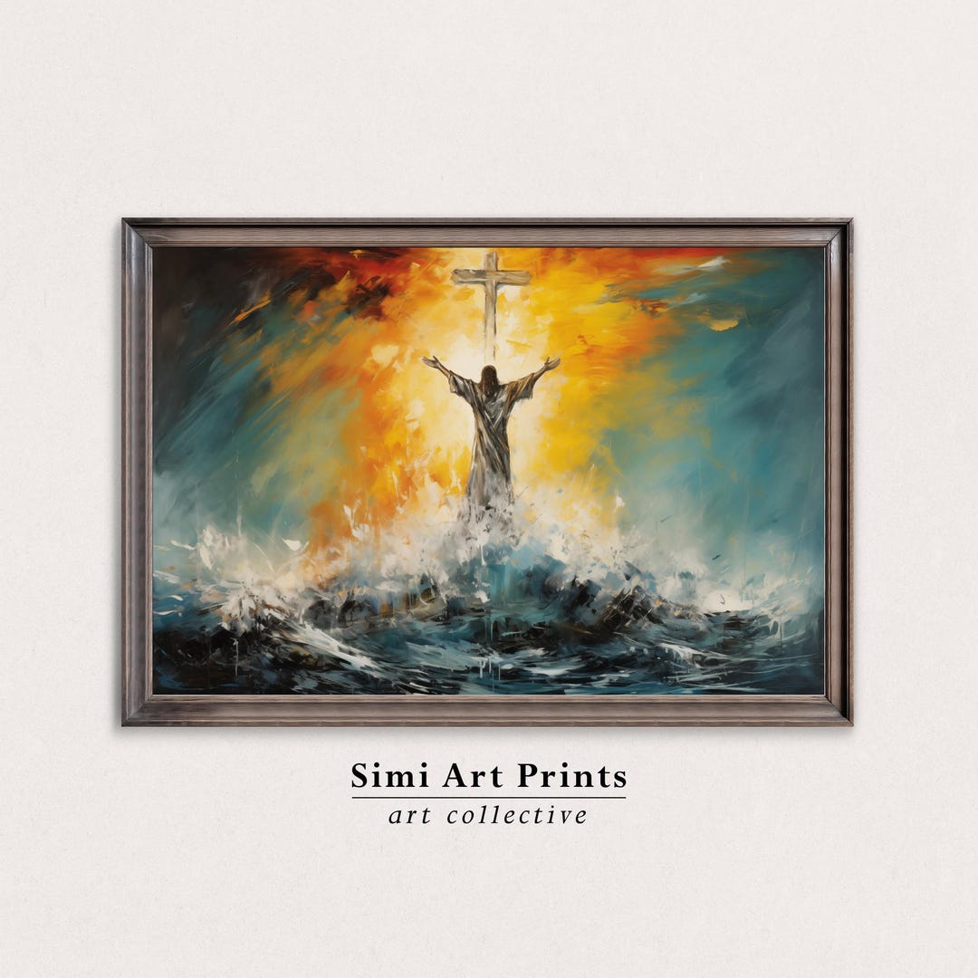 Jesus in the Sea Wave | Oil Painting Art | Bible Art | Christian Art ...