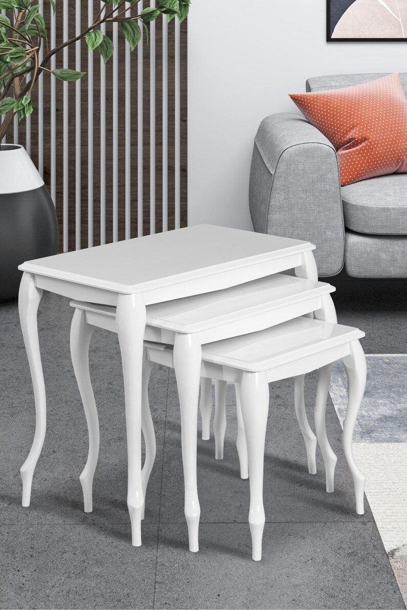 Nesting Coffee Table, Coffee Table, Vintage Coffee Table, White Coffee ...