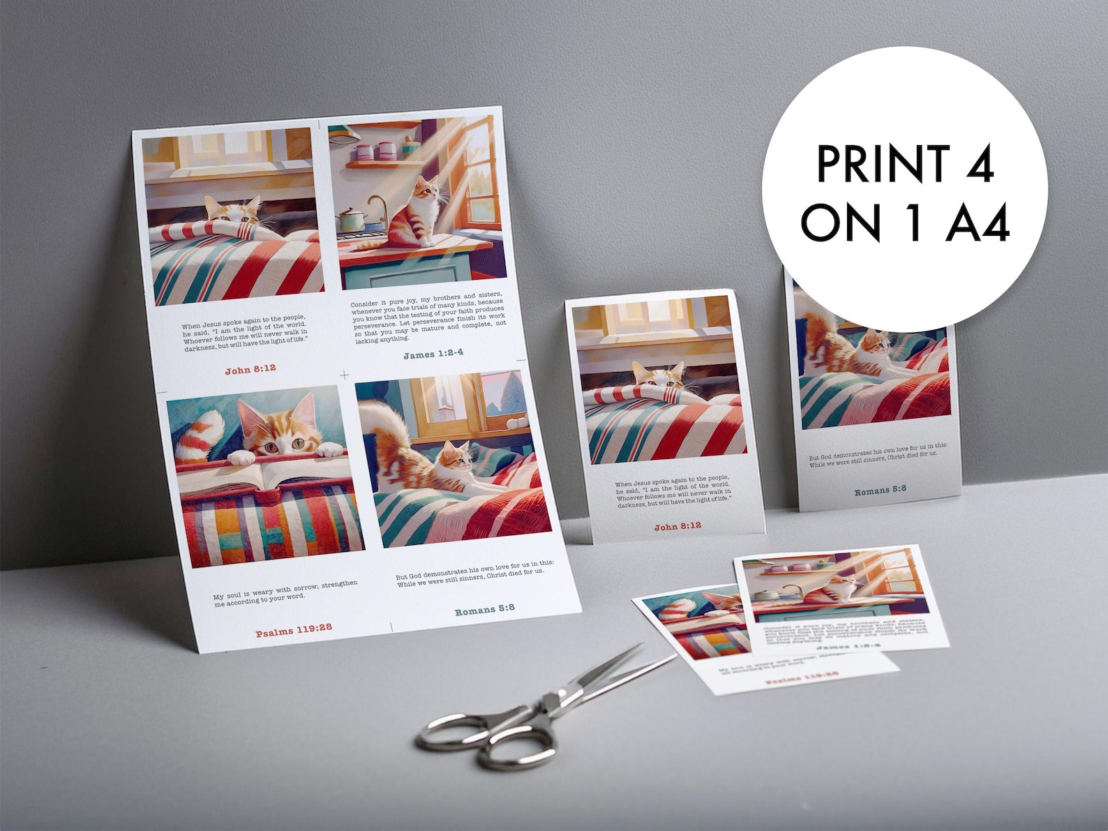 Christian Cat Postcards, Bible Verses, Digital Download, Cat Scripture ...