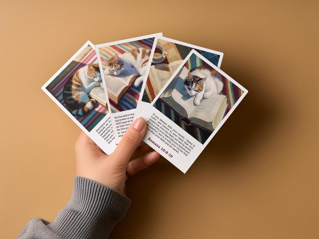 Christian Cat Postcards, Bible Verses, Digital Download, Cat Scripture ...