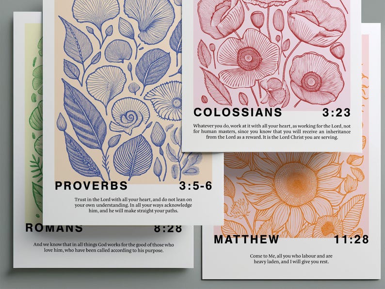 Christian Postcard, Bible Verse Card, Bundle of 4, Scripture Cards ...