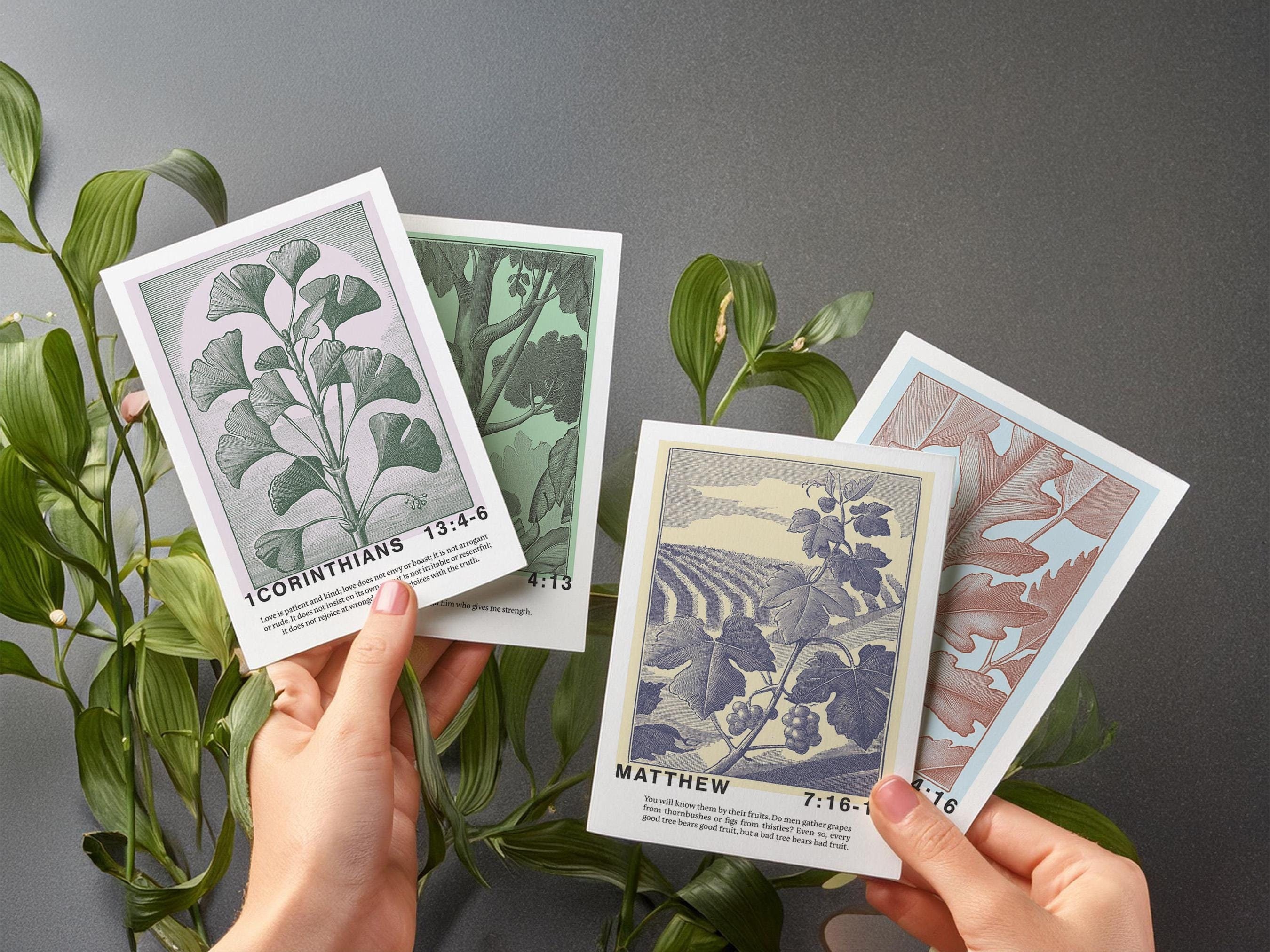 Christian Postcards, Bible Verse Card, Bundle of 4, Scripture Cards ...