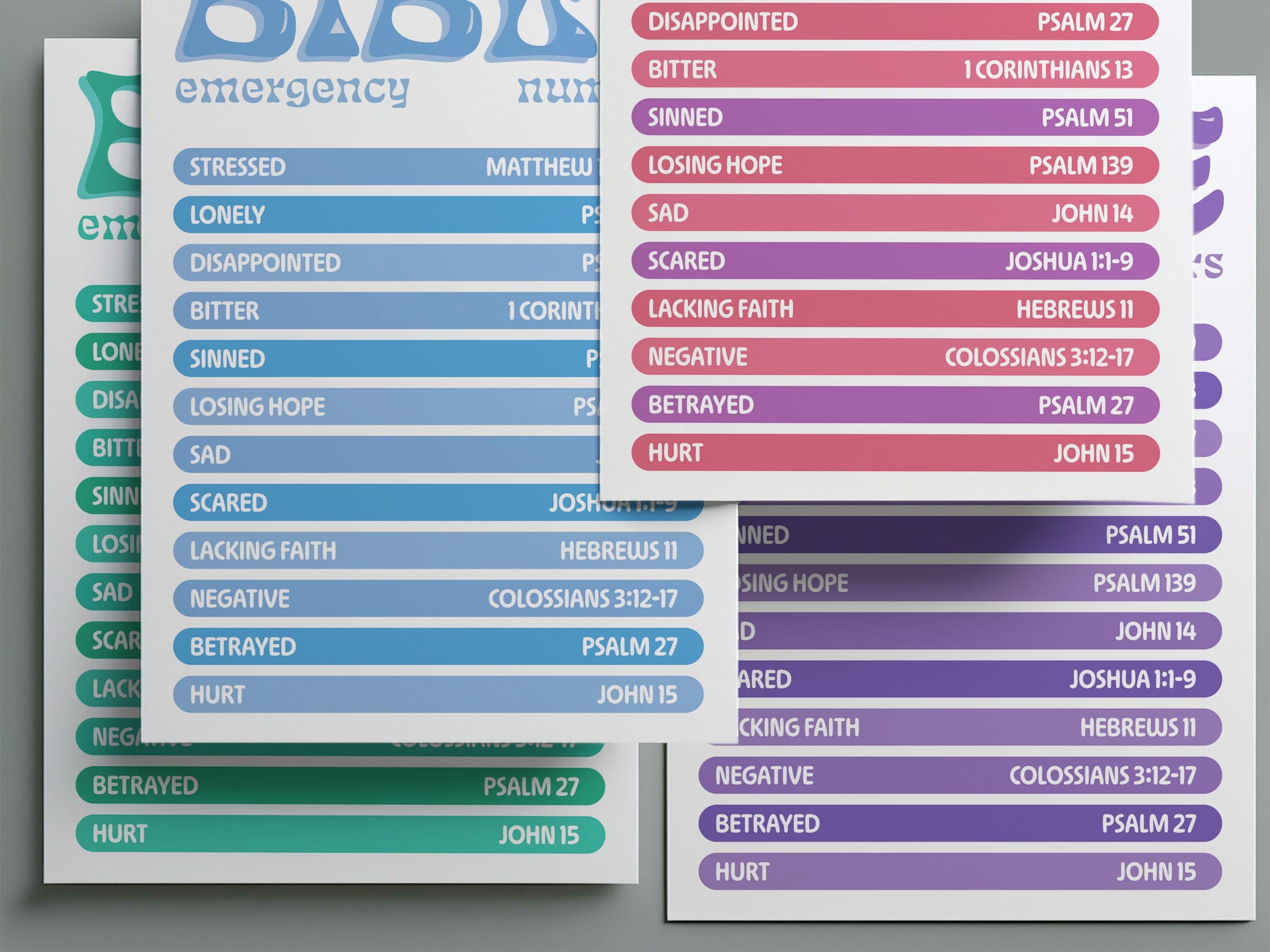 Bible Emergency Numbers Postcards: Christian Scripture Art (digital ...