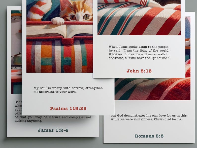 Christian Cat Postcards, Bible Verses, Digital Download, Cat Scripture ...