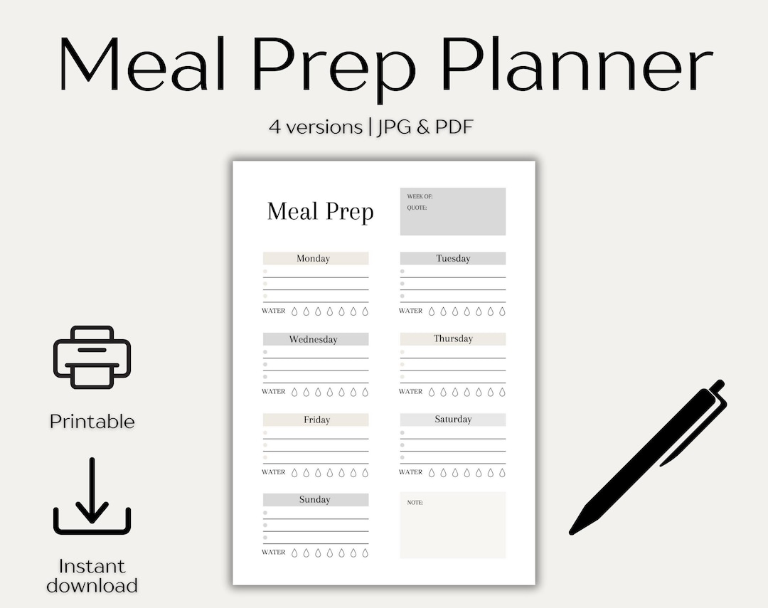 Meal Prep Planner, Meal Prep, Meal Planner, Meal Plan, Week Planner ...