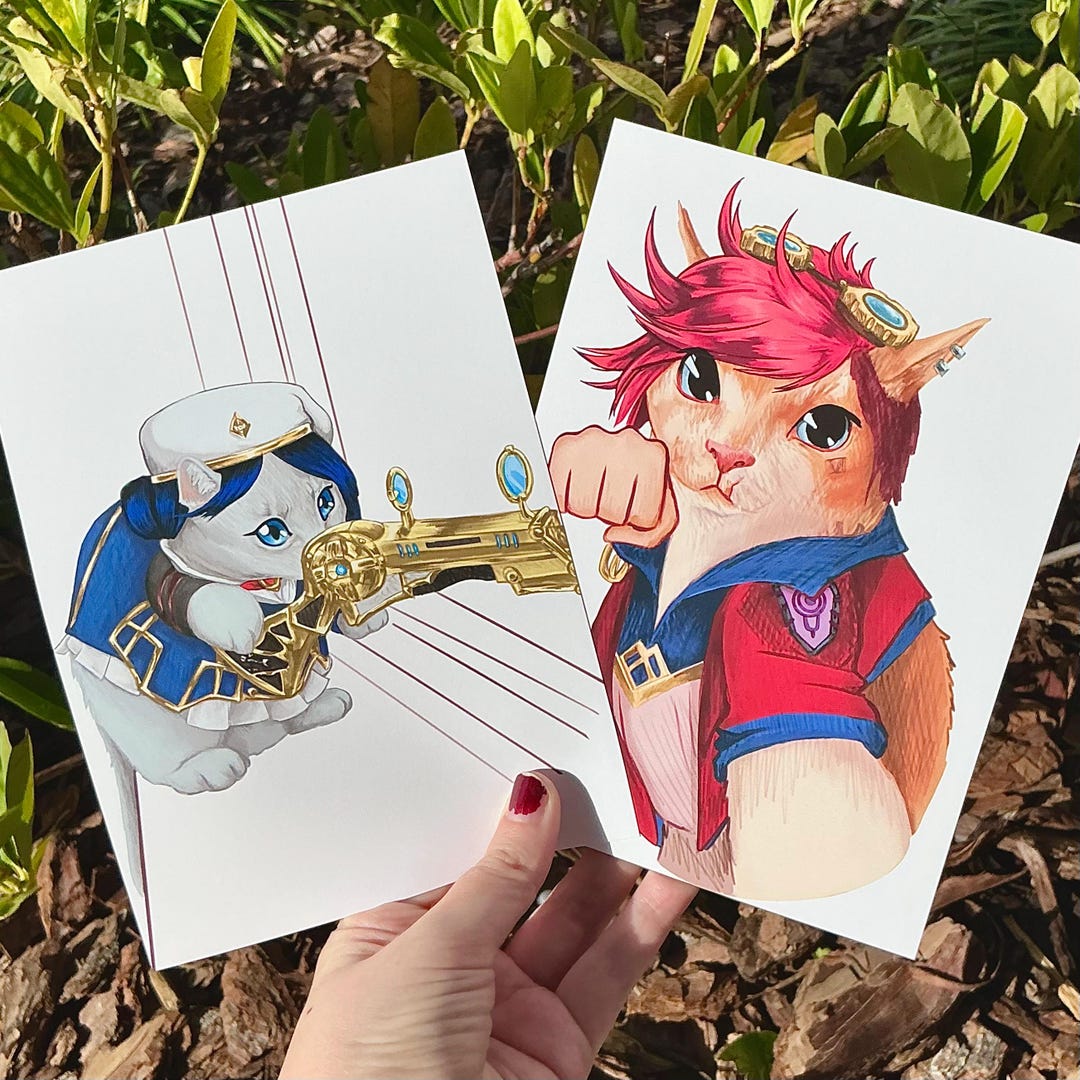 Arcane Caitlyn and Vi Cats Mini Full Color Prints - Etsy