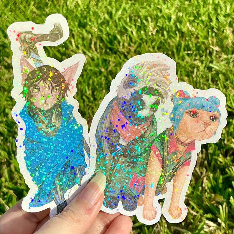 Arcane Viktor and Ekko Powder Cats Color Holographic Stickers - Etsy