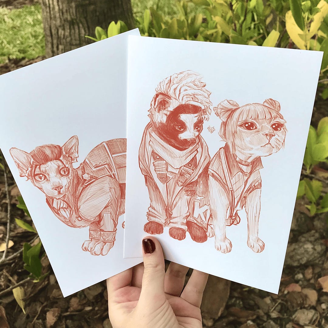 Arcane Jinx & Ekko and Silco Cats Mini Prints - Etsy