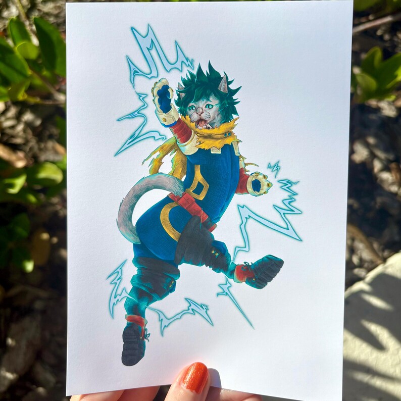 My Hero Academia All Might Cat and Deku Cat Mini Prints Full Color - Etsy