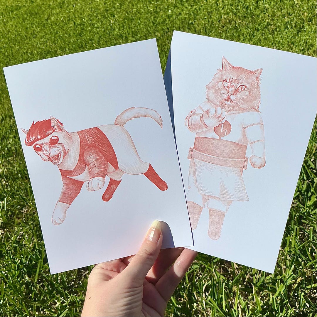 Invincible Mark and Conquest Cats Mini Prints - Etsy