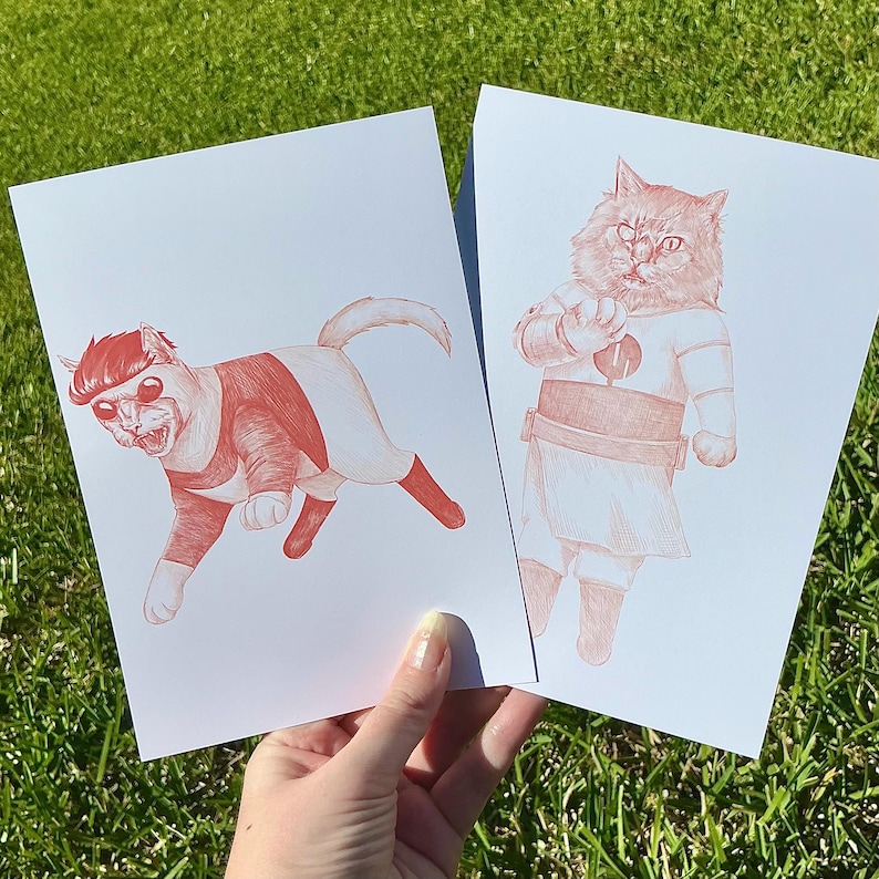 Invincible Mark and Conquest Cats Mini Prints - Etsy