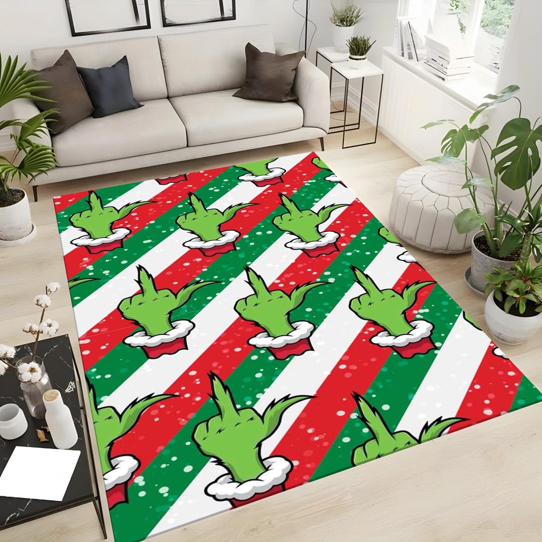 Grinch Rug,christmas Decorated Grinch Rug,grinchmas Home Decor,funny ...