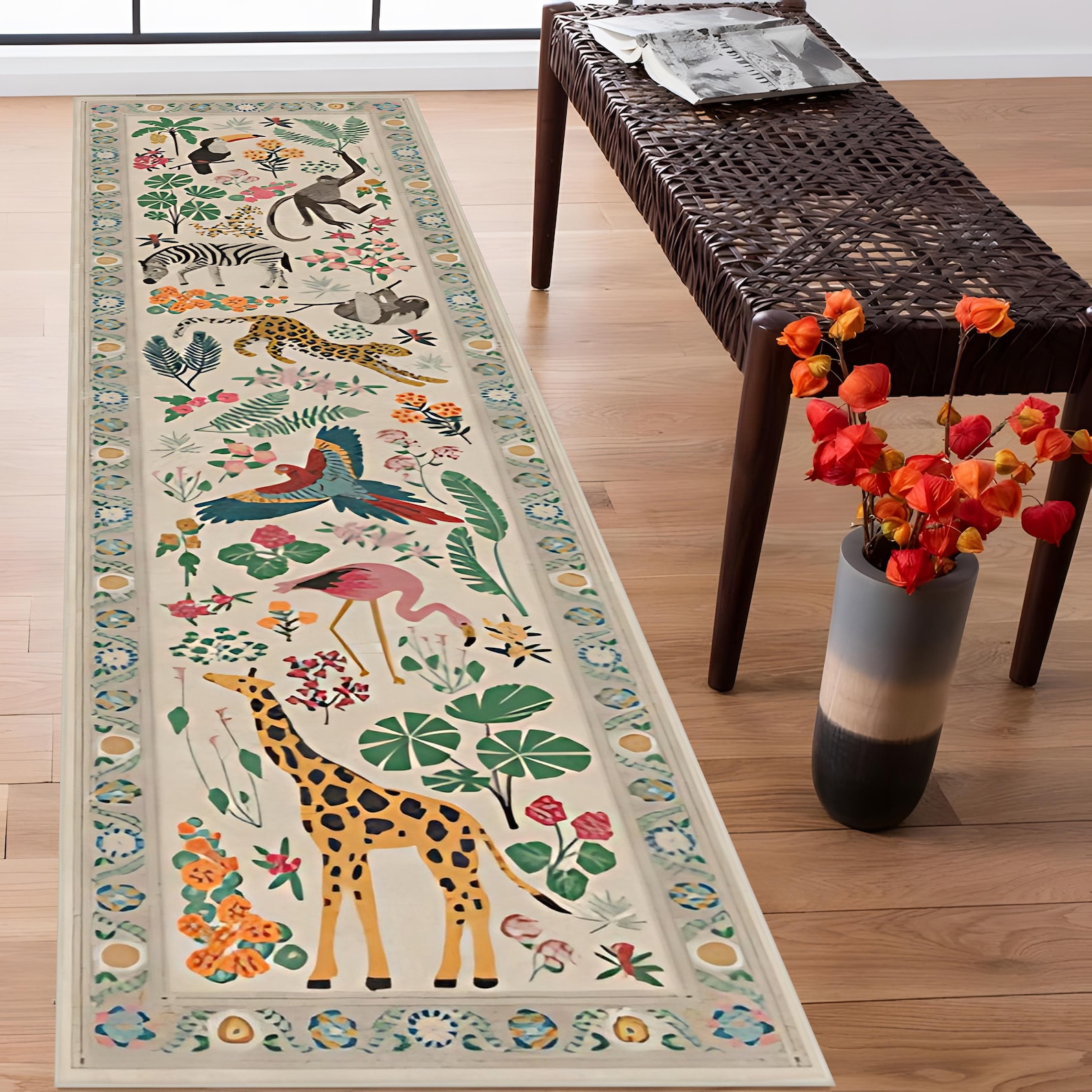 Animal Print Rug,runner Rug,corridor Rug,long Rug,tropical Jungle Rug ...