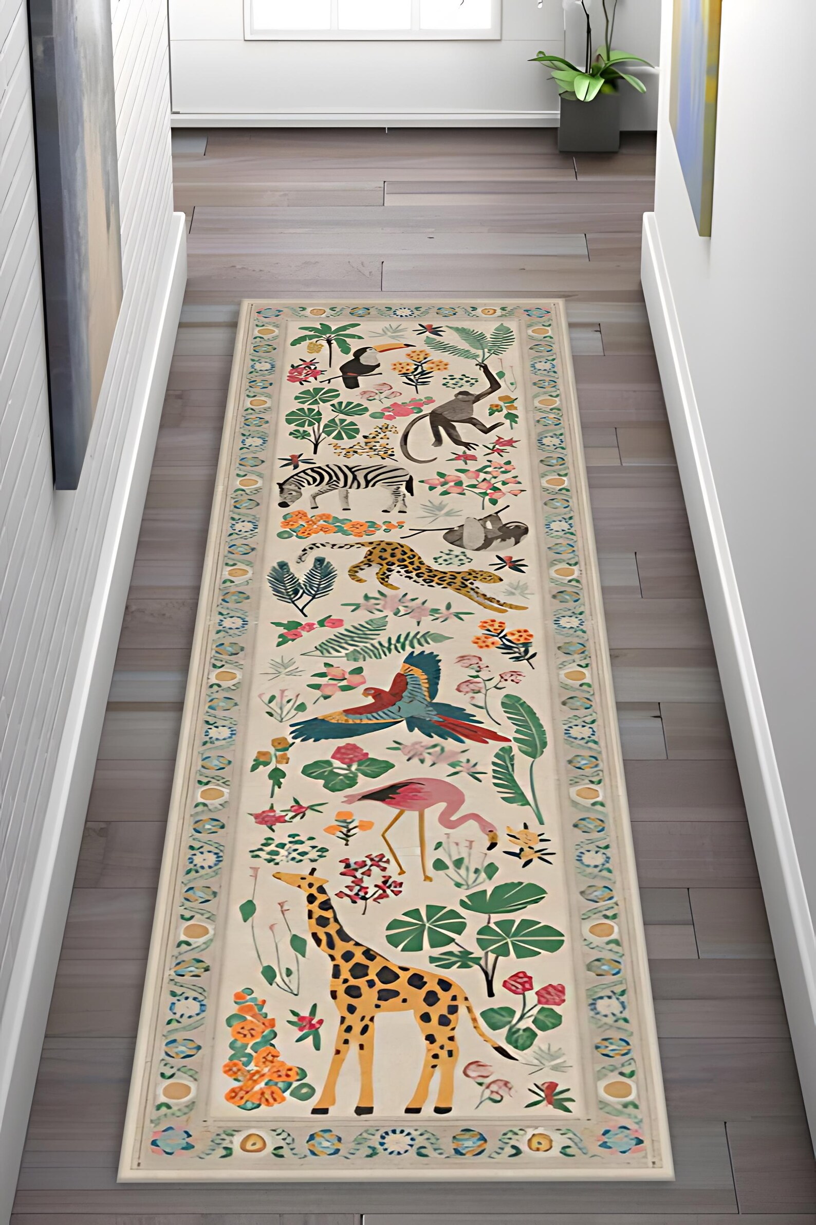 Animal Print Rug,runner Rug,corridor Rug,long Rug,tropical Jungle Rug ...