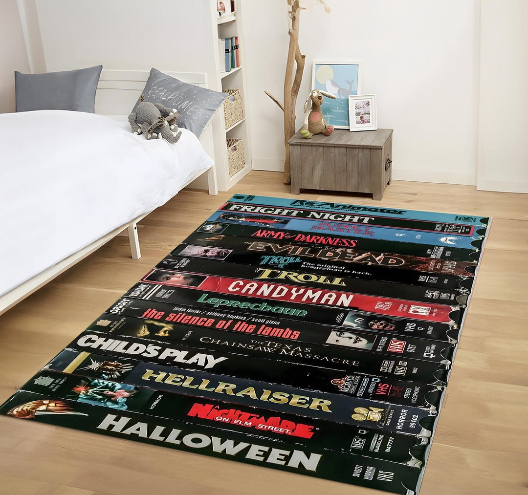 Vhs Case Design, Themed Horror, Movie Room Rug, Livingroom Rug, Room ...