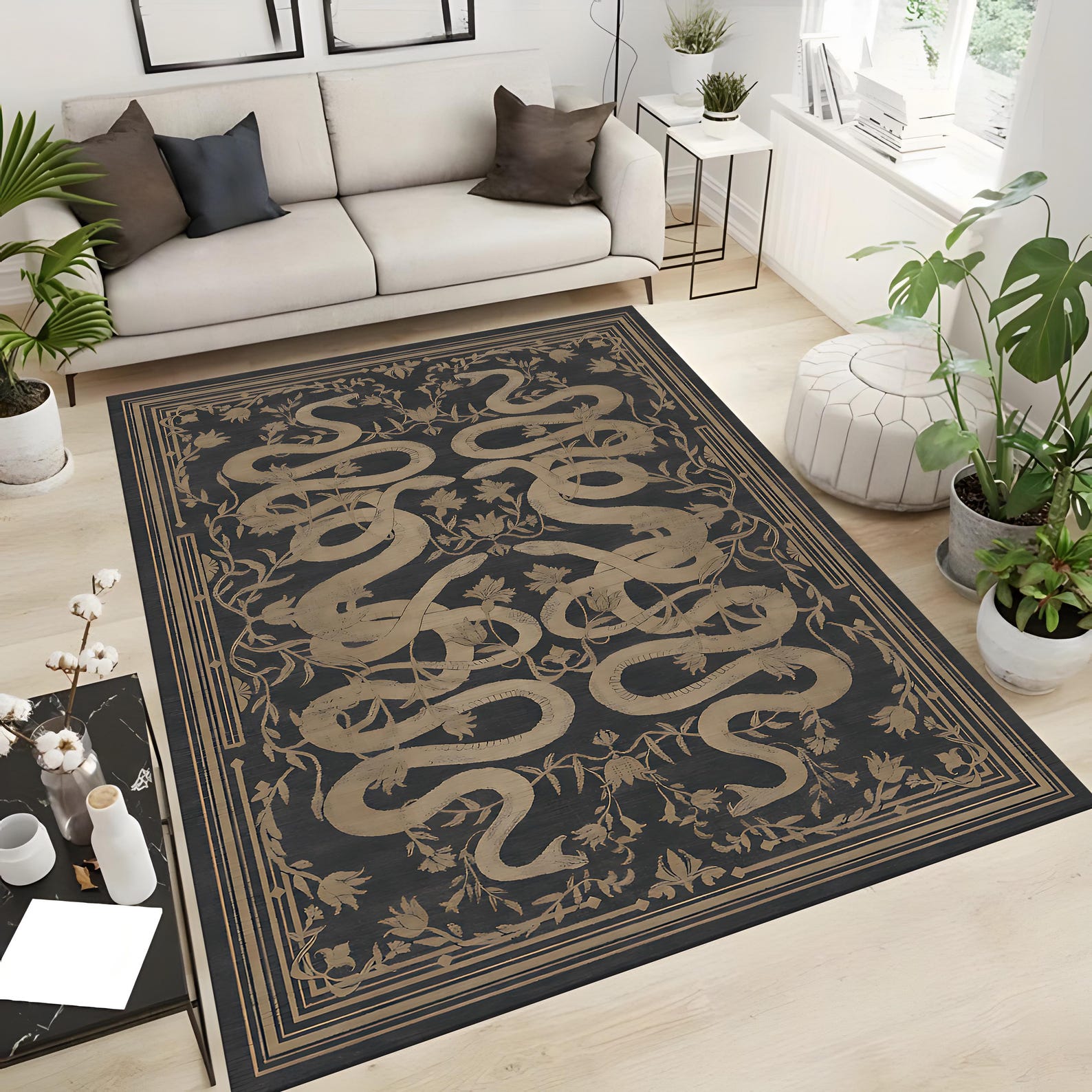Snake, Snake Pattern Rug, Brown Snake Rug, Snake Area Rug, Animal Decor ...