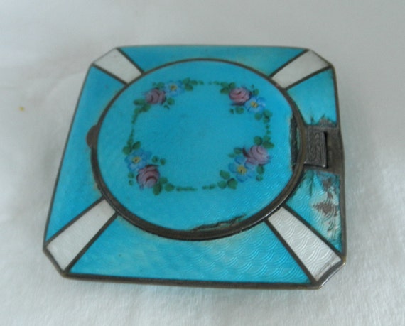 antique enamel compact with - Gem
