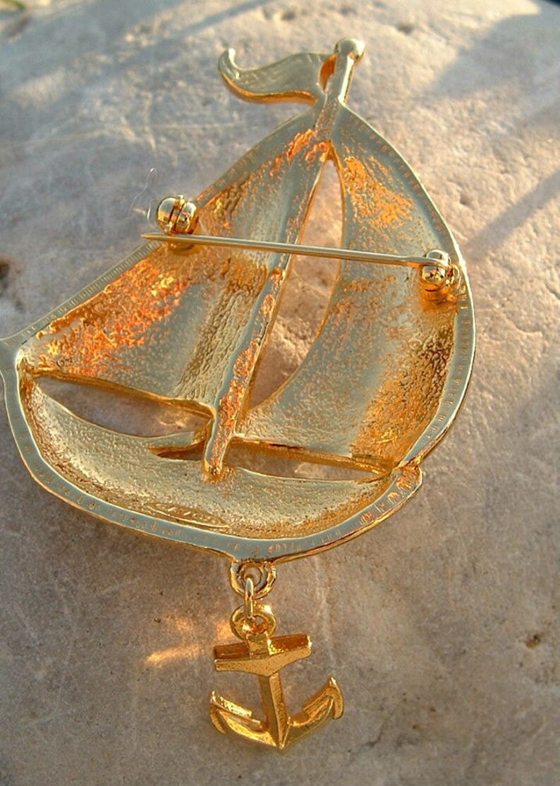 Vintage AVON Nautical Sailboat Brooch, Ship With Anchor Charm - Etsy