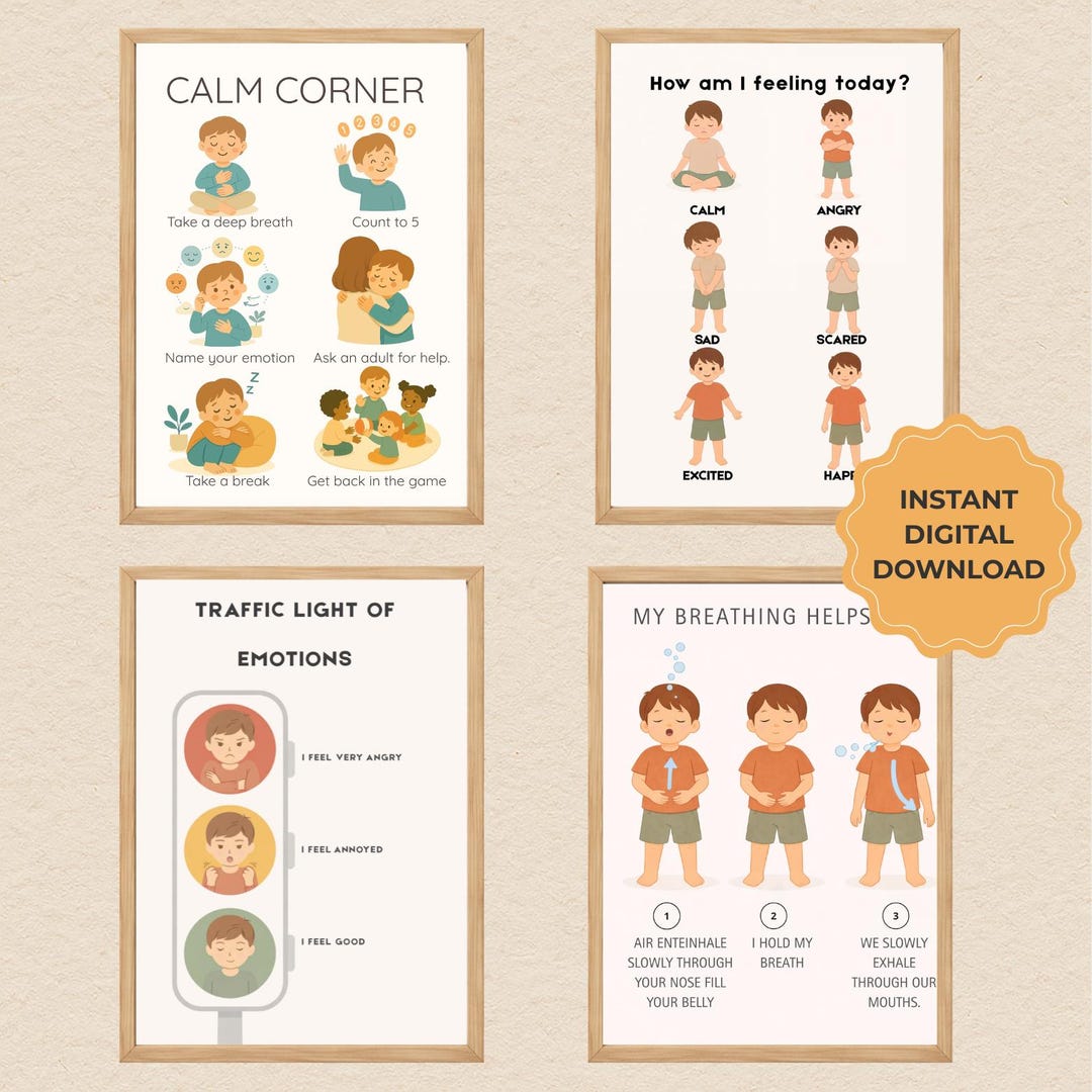 Calm Corner Posters Printable Kids Emotional Regulation Breathing ...