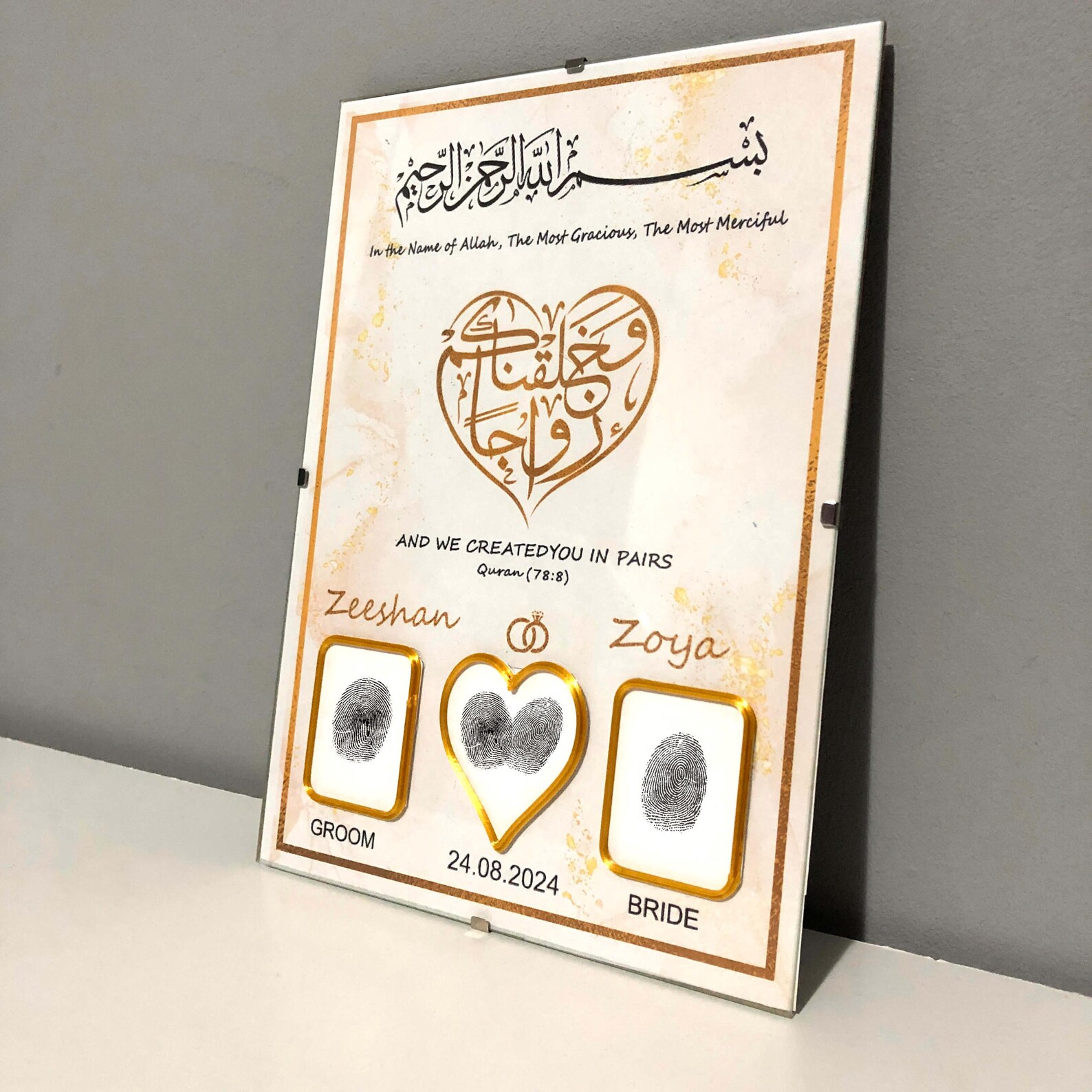 Personalised Nikah Fingerprint Plaque, Customised Wedding Display ...