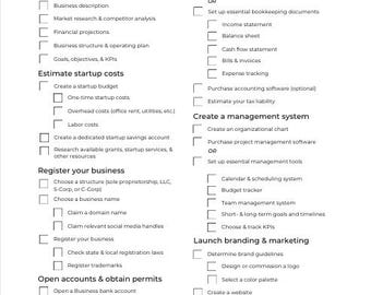 Business Start up Checklist & Lean Business Plan Template, Editable ...
