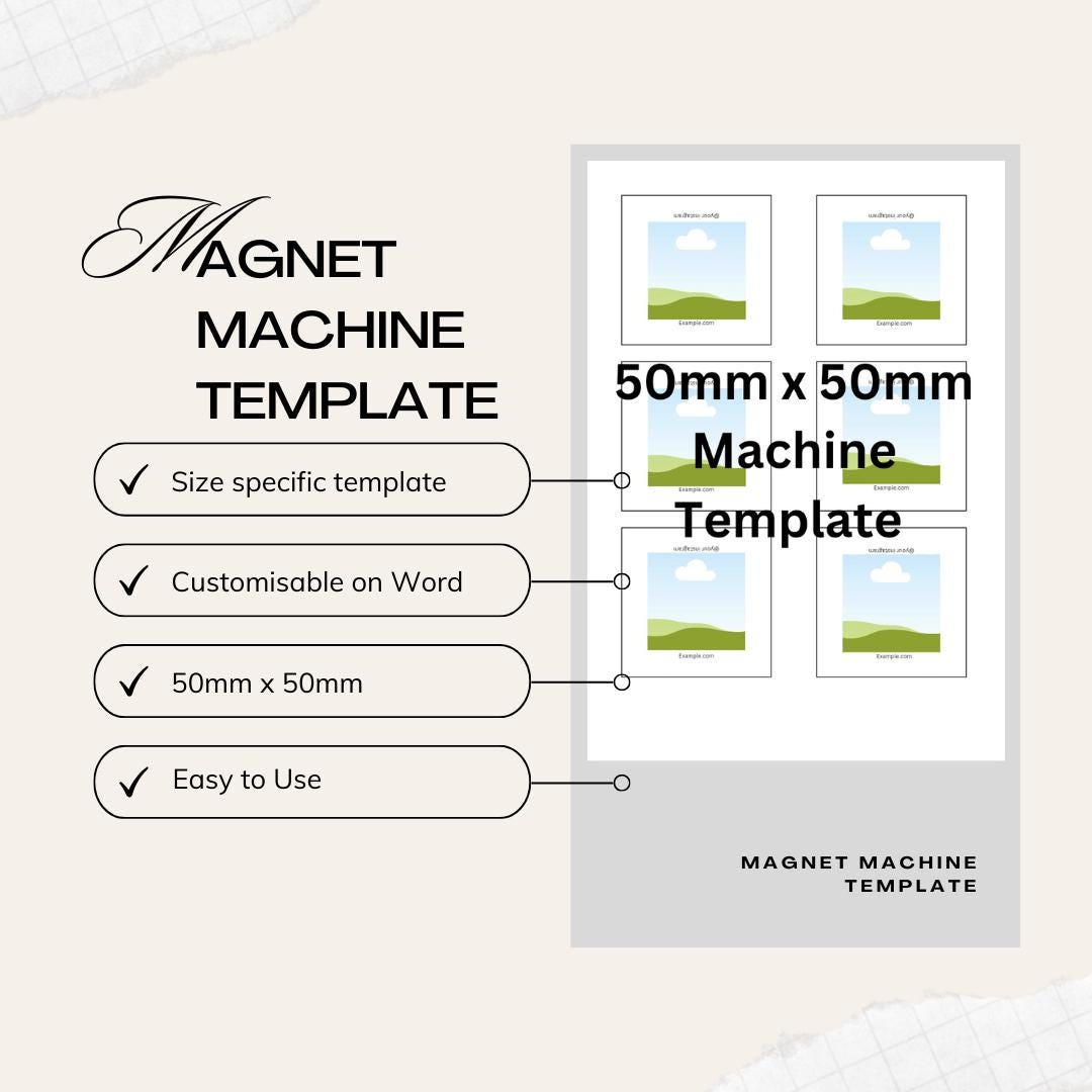 50mm X 50mm Customisable Magnet Maker Template | Custom Size Badge ...