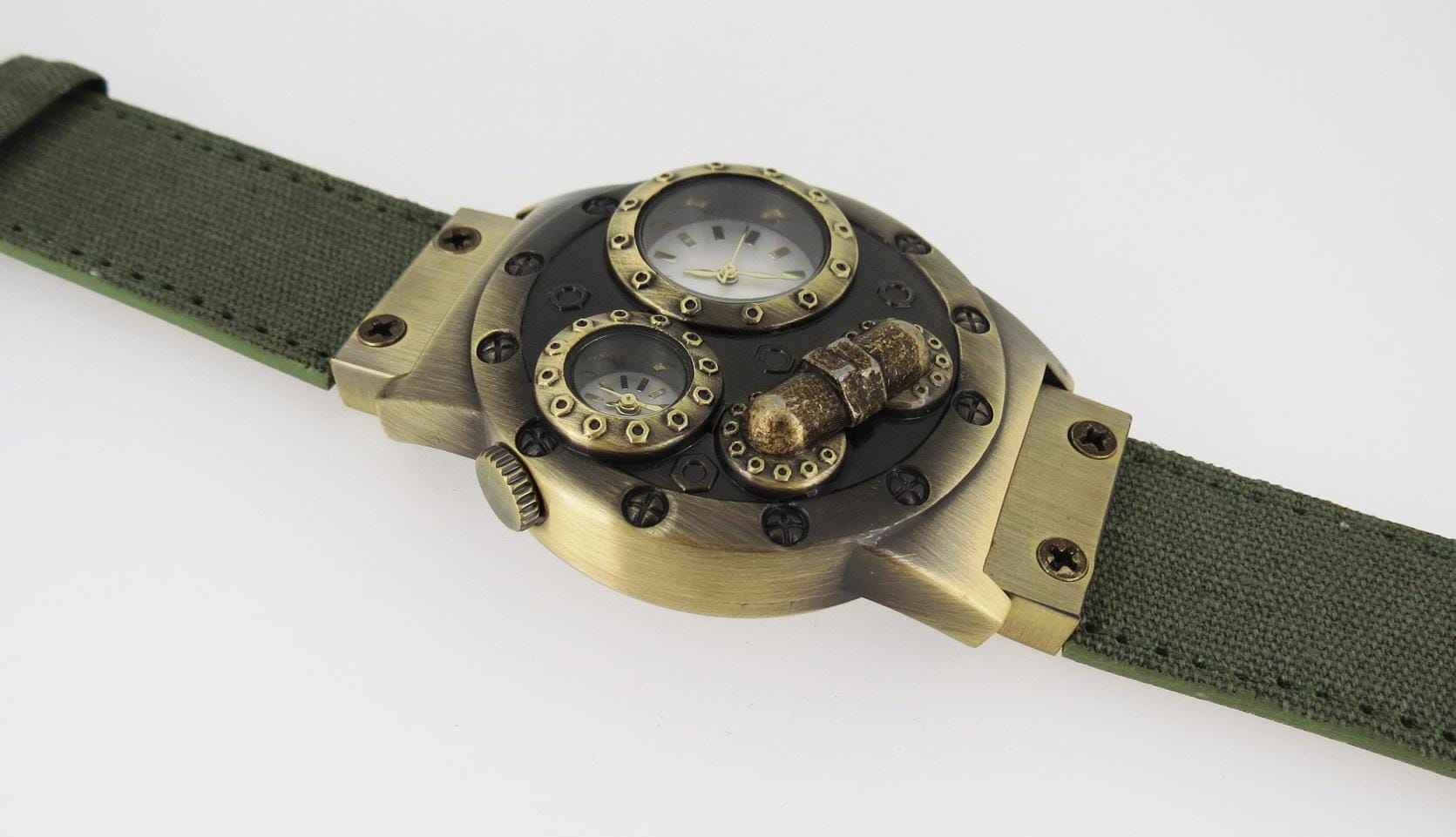 Steampunk Dual Dial Watch: Brass Time Traveler With Hemp Strap - Etsy