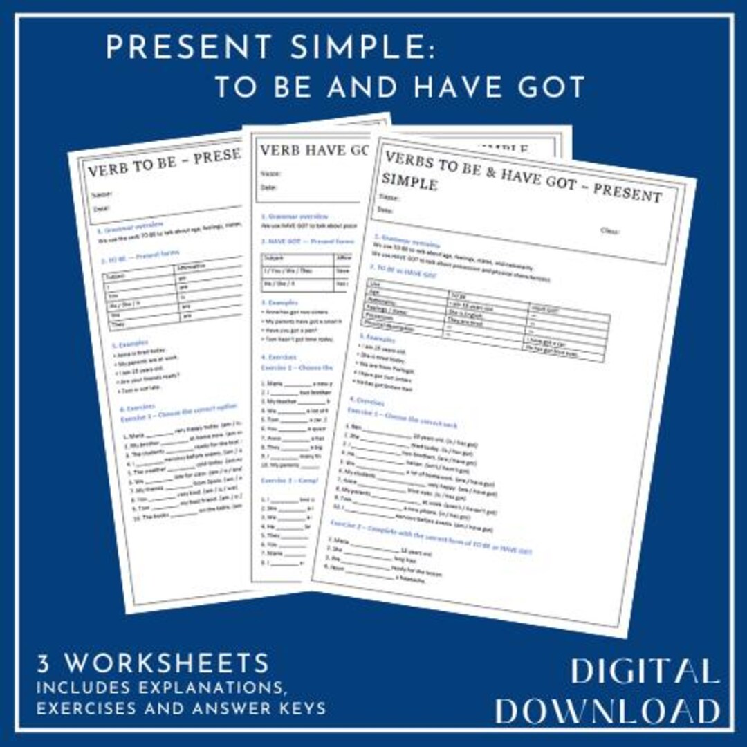 Present Simple Grammar Worksheets | ESL English, to Be & Have Got ...