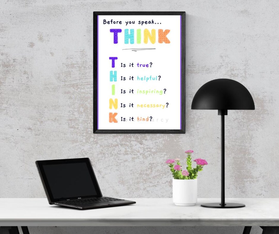 A2 Think Before You Speak Poster, Educational Wall Art, Classroom ...
