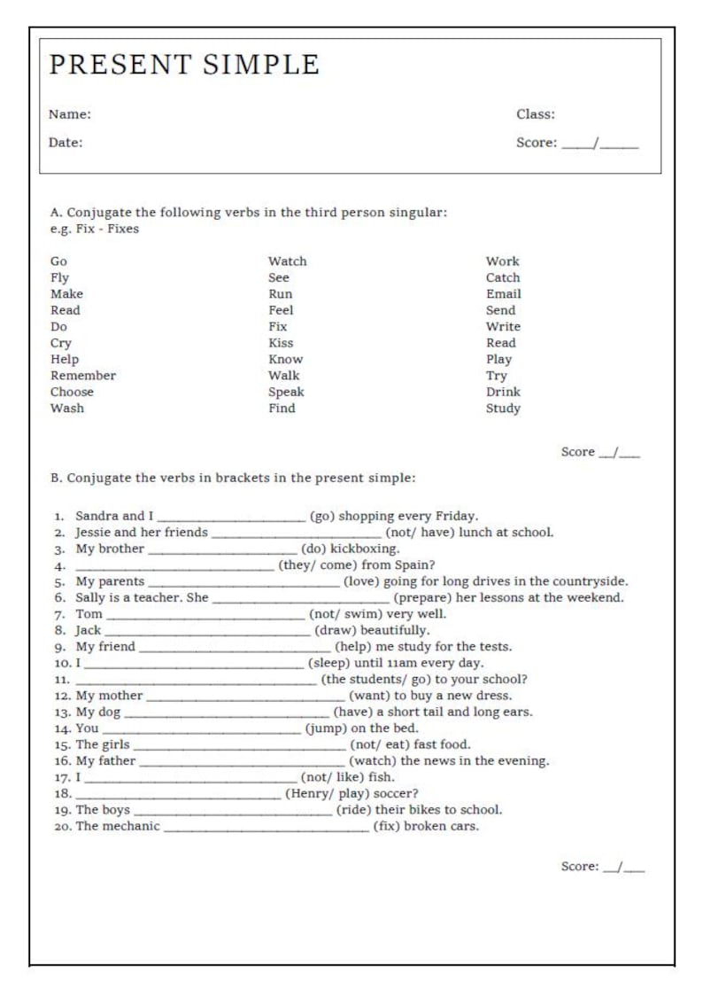 Present Simple and Present Continuous Worksheets, ESL, Grammar ...