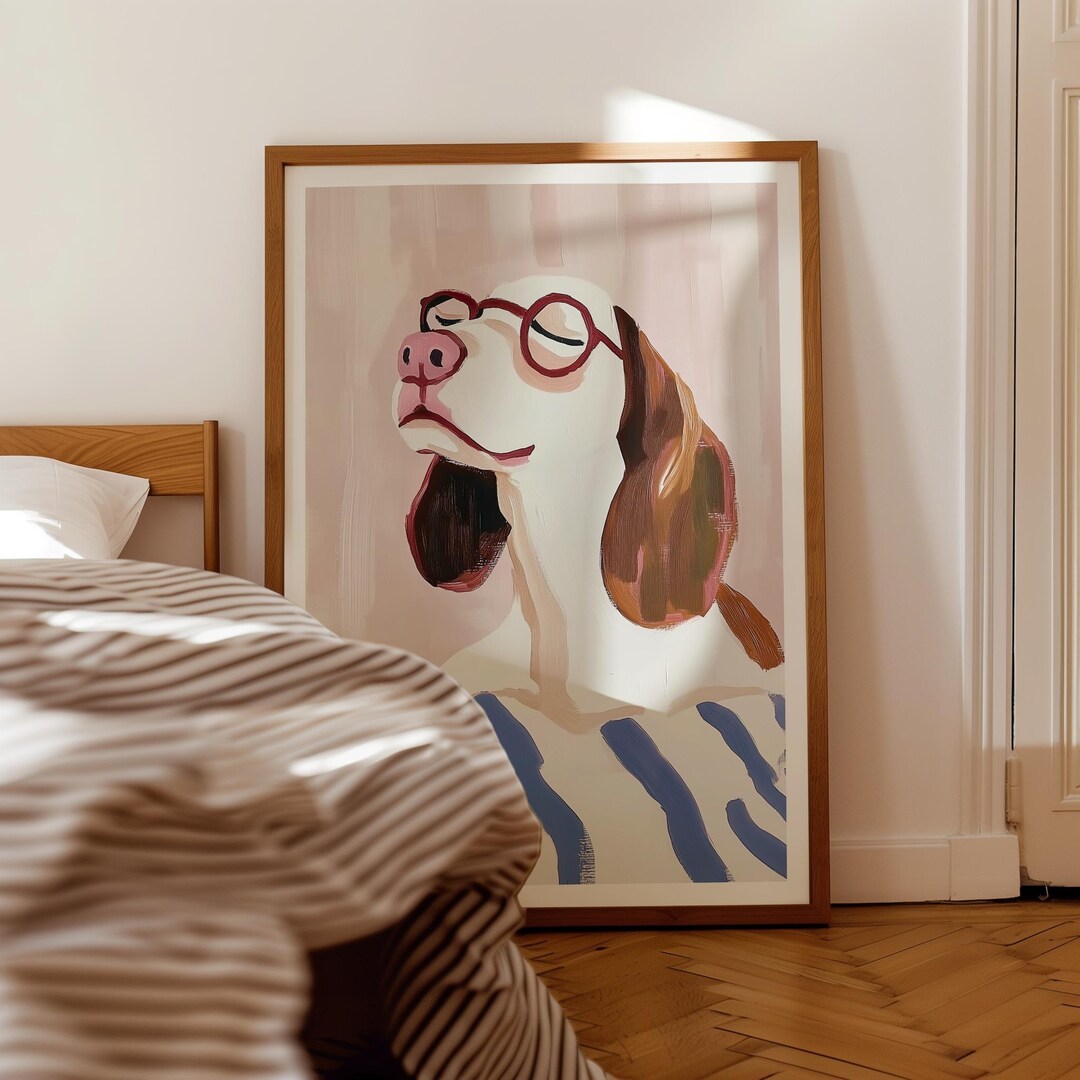 Preppy Dog Wall Art | Beagle Printable Poster for Reading Nook | Cute ...